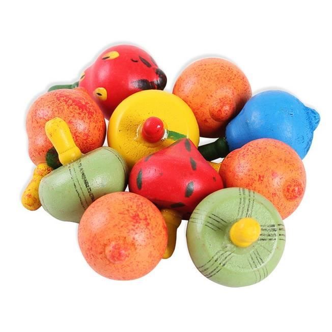 10 gyroscope de fruits - Gyro en bois pour enfants et adultes, 10 ...