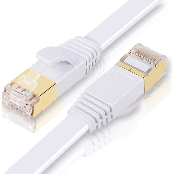 CABLING® Cat.7 Câble plat Ethernet | Réseau | 5 metre| LAN RJ45 | Haute ...
