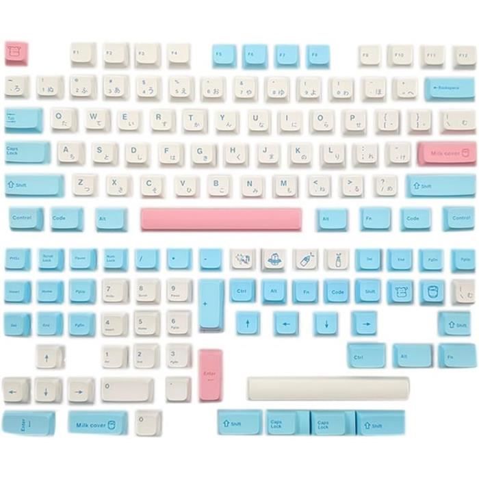 Keycaps 136 Pbt - Sublimation Milk Cover Keycap Pour Clavier Mécanique ...