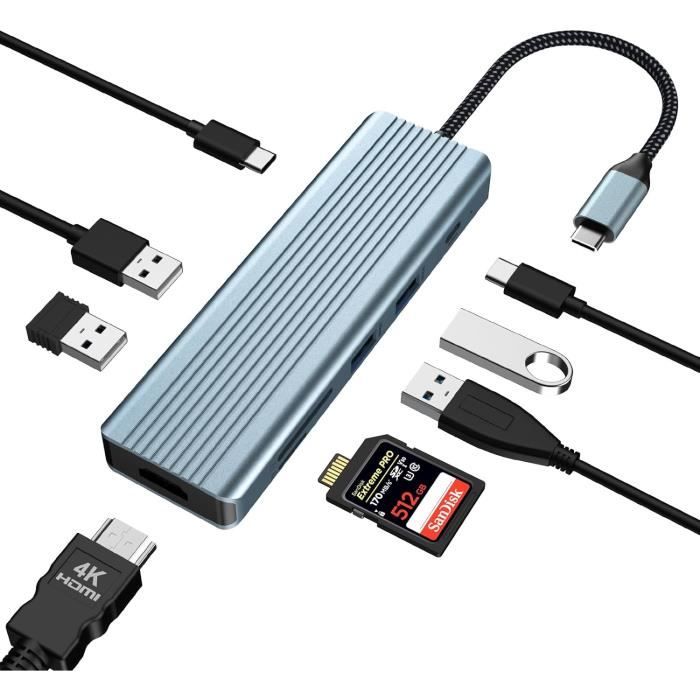 9 En 1 Usb C Adaptateur, Hub Usb C, Usb C Vers Hdmi Dual Monitor Usb C ...