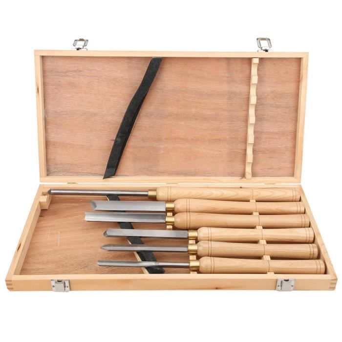 Cikonielf outil de tournage du bois Ensemble d'outils de tournage sur bois 6 pièces avec boîte ...
