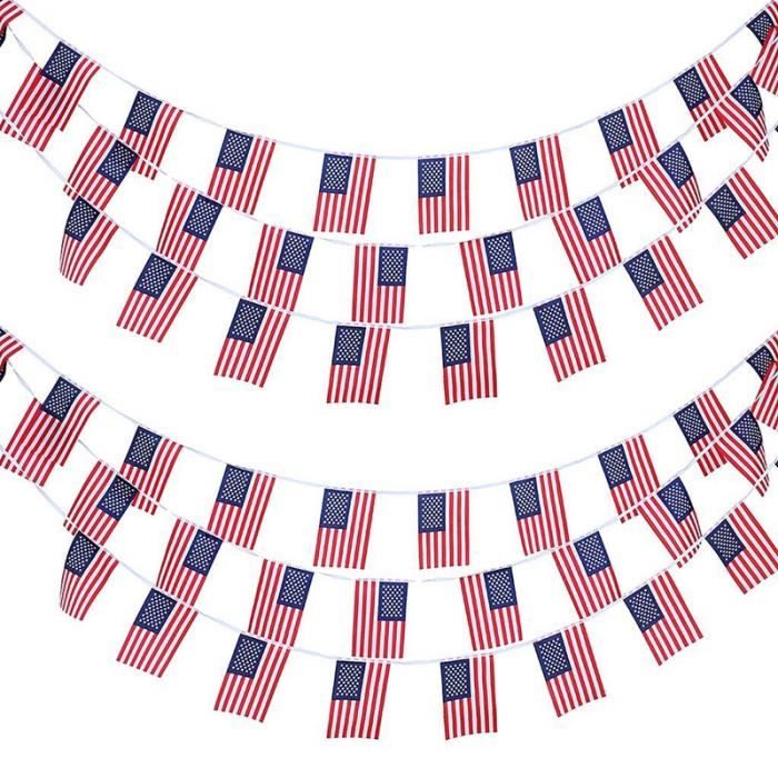 CRAZE 10M 60 Pcs Drapeau Américain Chaîne Bunting Drapeau Guirlande ...