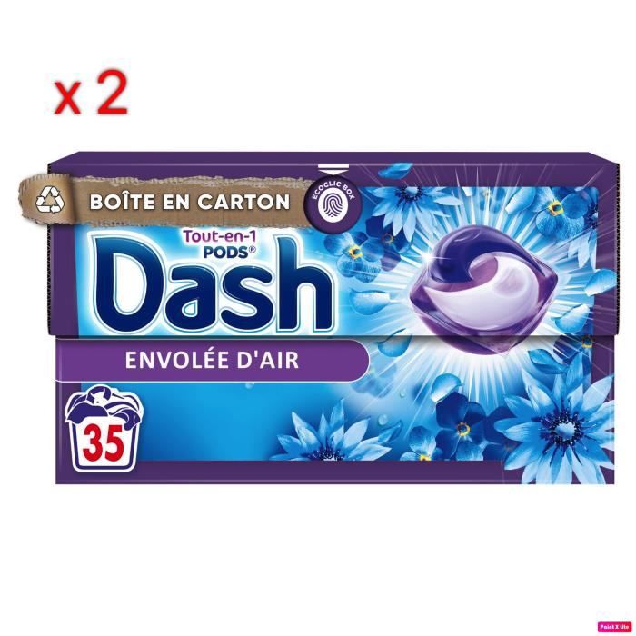 LOT DE 2 LESSIVES Dash 5 actions Pods Capsules Envolée d'Air soit 70 ...