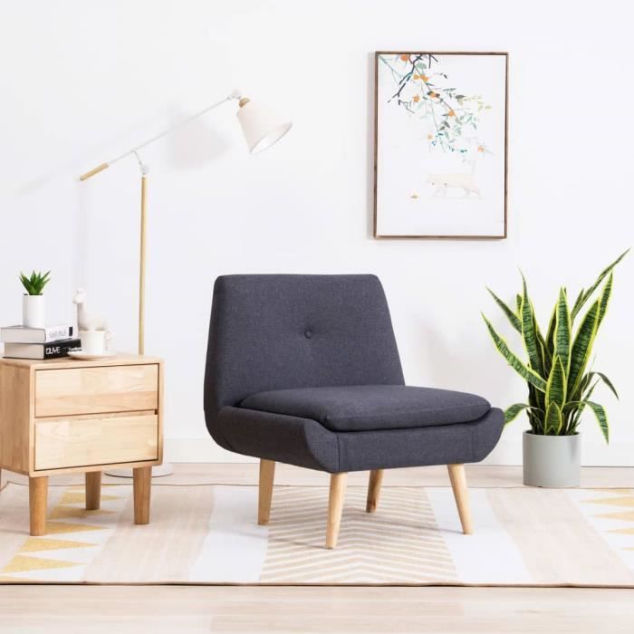 Fydun Fauteuil sans accoudoirs Gris foncé Tissu 112255 - Cdiscount Maison