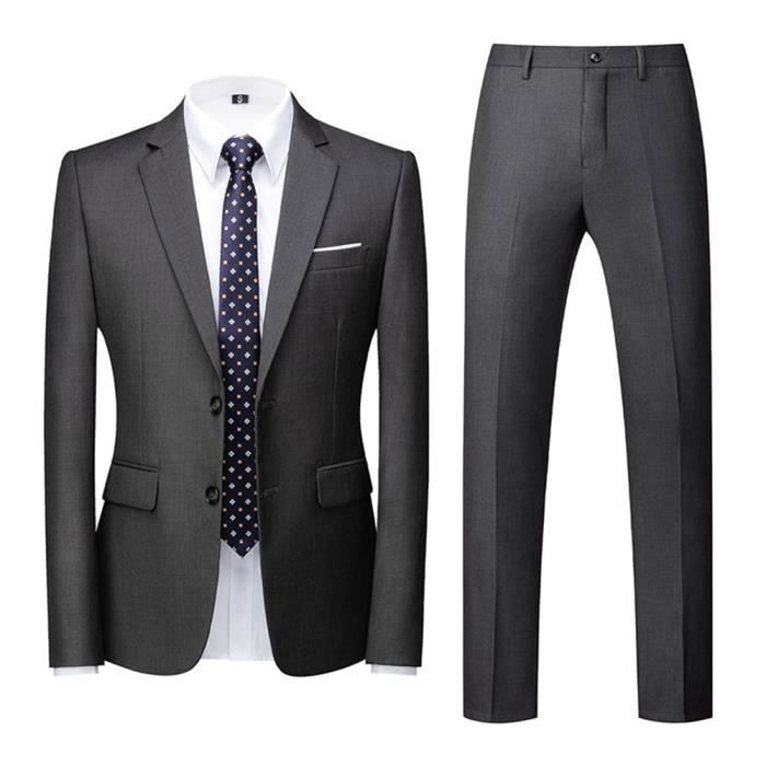 Costume Homme 2 pièces Mariage Business Slim Fit Smoking Simple ...