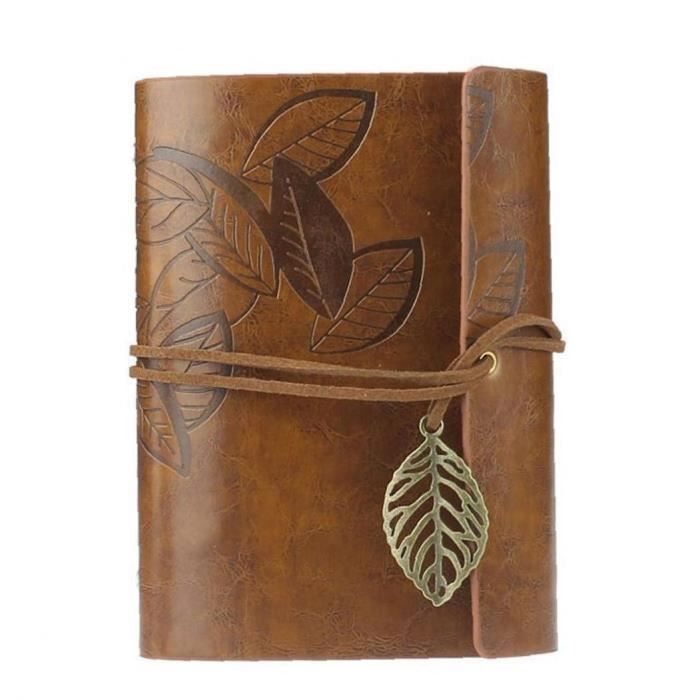 Couverture en cuir Notebook Vintage vierge vierge journal rétro journal ...