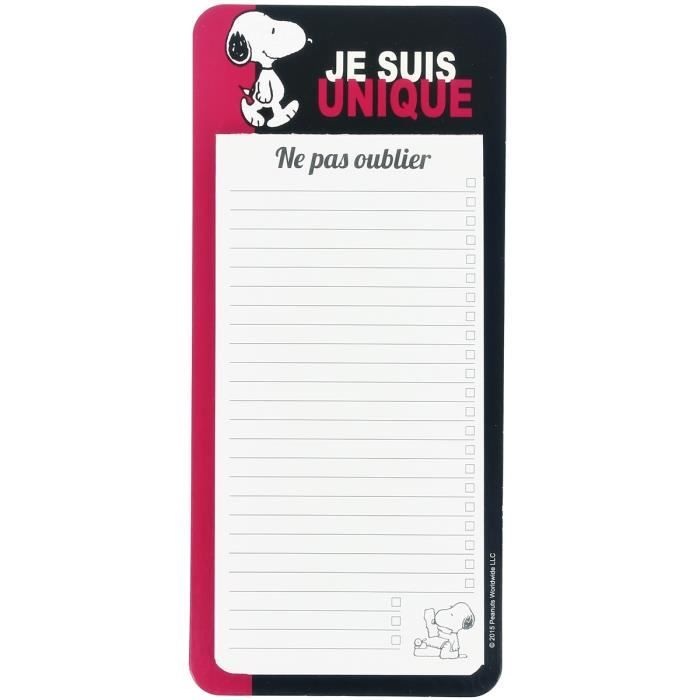 Mémo Magnet Frigo Bloc Note Aimanté 50 Feuilles Détachables Snoopy Noir ...