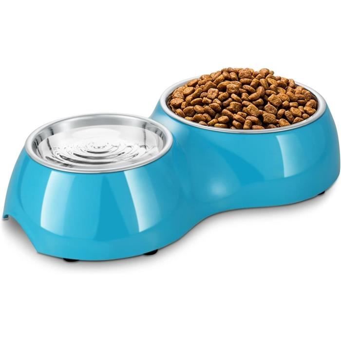 Double gamelle pour Chien - Double gamelle d'eau et de Nourriture en Acier Inoxydable pour ...