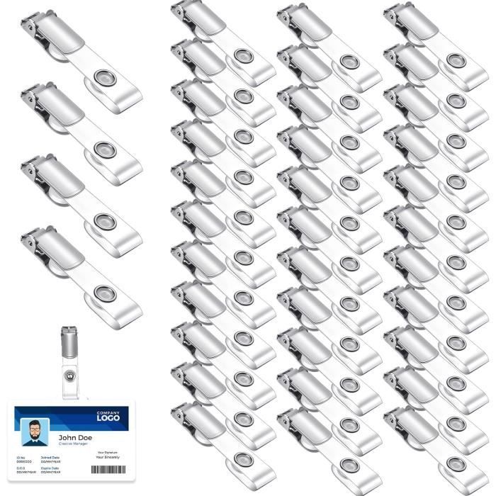 100 Clips Porte-Badge Pince À Badge En Métal Avec Sangle Transparente ...