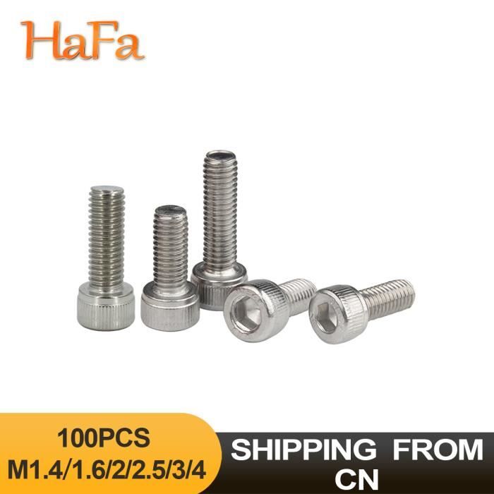 M2.5-10mm -Vis à tête creuse hexagonale, 100 pièces, vis à boulon Allen, vis métriques DIN912 ...
