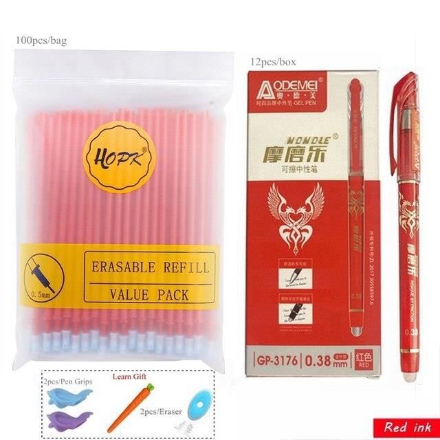 STYLO,X-Set-Red ink--Stylo à Gel effaçable, 100 + 12 pièces-ensemble ...