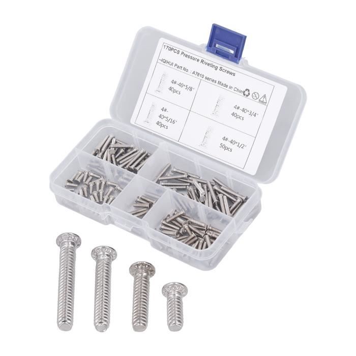 Zerone vis à riveter sous pression Assortiment de 170 vis à riveter 4 ...