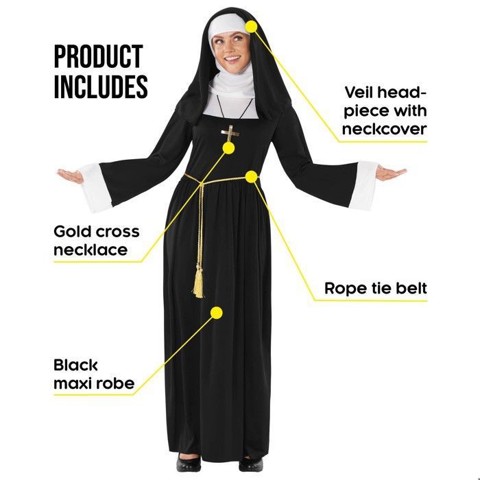 Morph Costume Nonne Femme, Tenue Nonne avec Voile, Déguisement ...