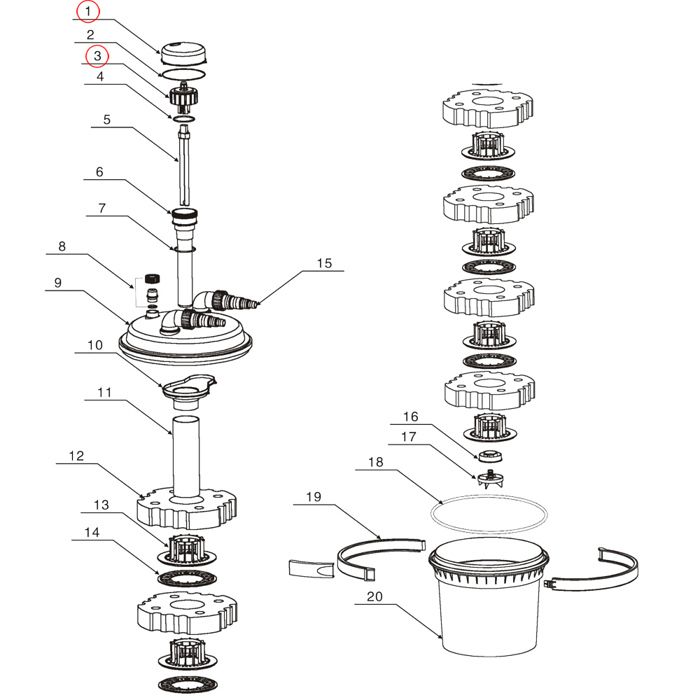 Pièce détachée: SunSun CPF-280 Filtre de bassin à pression Unité de ...