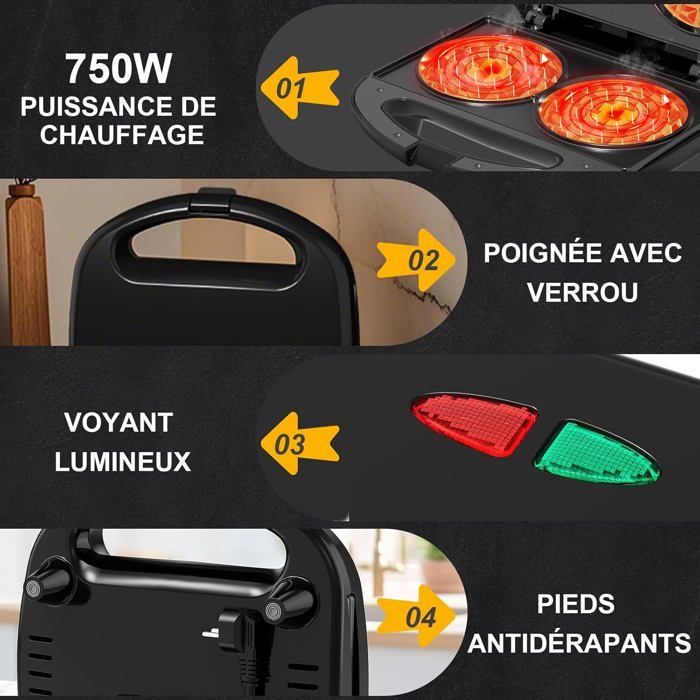 Mini Gaufrier Double - YASHE - Machine à Gaufres Antiadhésive, Gaufrier ...