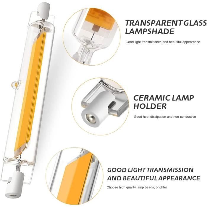 R7S Led 78Mm Dimmable,10W Ampoules Led R7S Cob,Équivalent É 100W ...