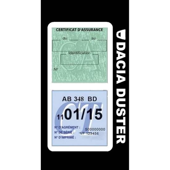DUSTER VD3 BLANC POCHETTE ETUI VIGNETTE ASSURANCE VOITURE ET CONTROLE ...