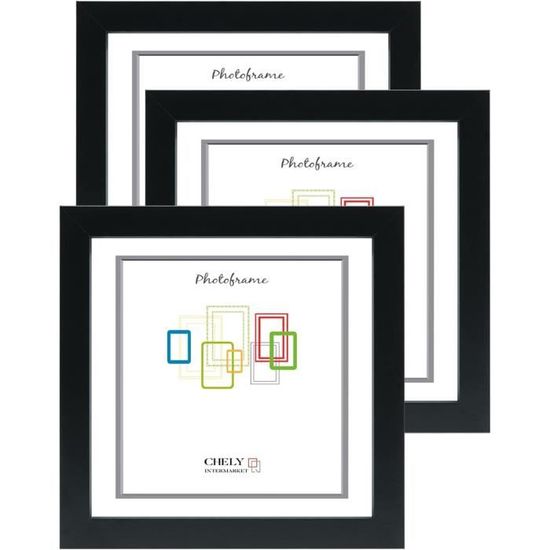 | Cadre Photo 15X15Cm Mod-296 (Paquet 3 Unités - Noir) | Fabriqué En Bois, Largeur Du Cadre 1 ...