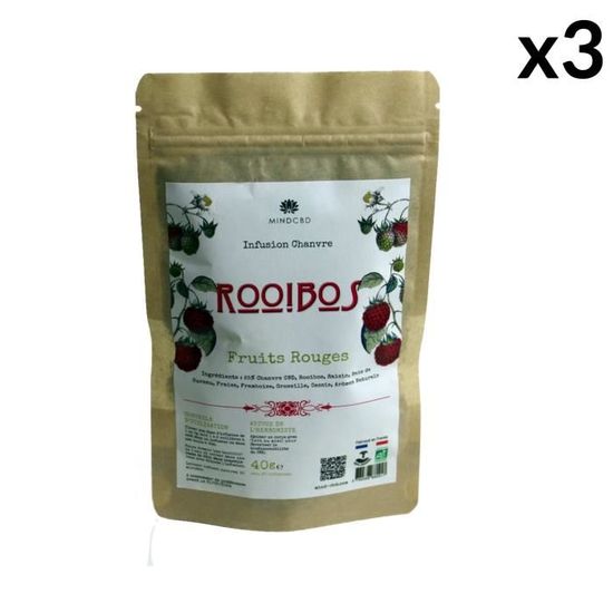 Lot de 3 Infusions CBD Bio "ROOIBOS FRUITS ROUGES" MIND CBD, Chanvre ...