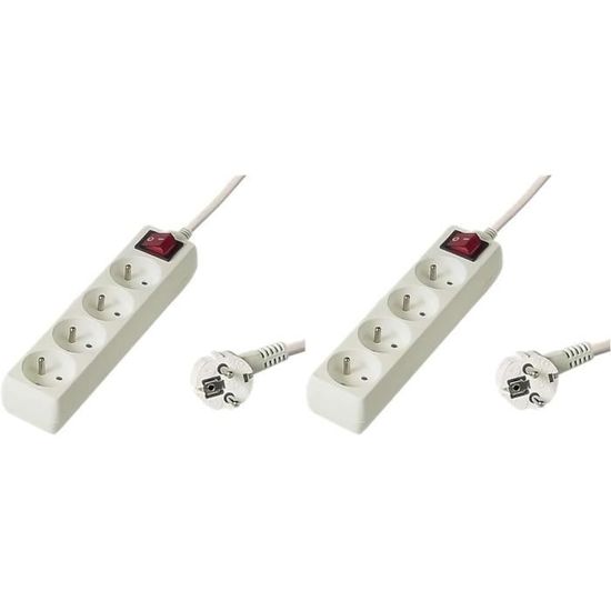 Multiprise Avec Interrupteur Secteur 2M, 4 Prises, Rallonge 230V, 4 ...