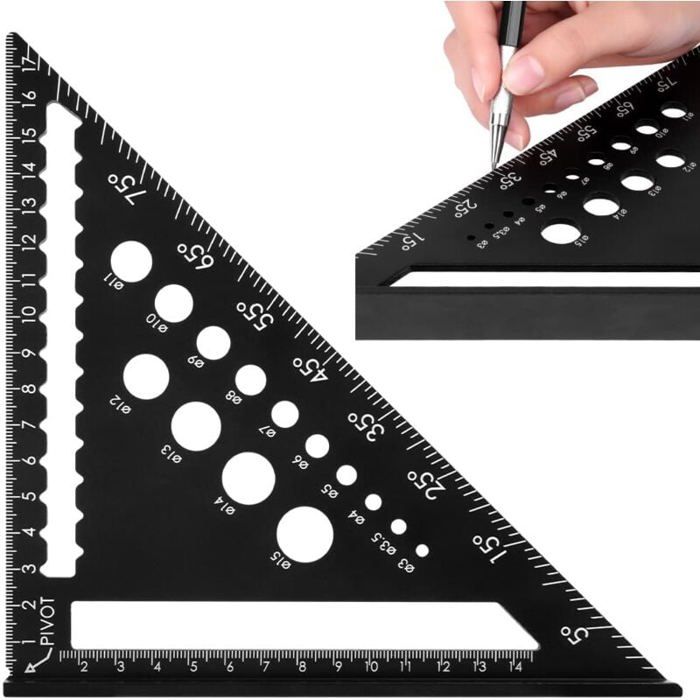 5 en 1 Equerre de Menuisier querre Charpentier Multifonction 180 mm ...