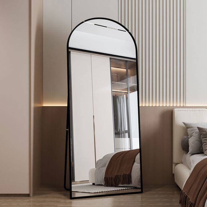 Miroir sur pied - LUMINARIX - 180 x 80 cm - Aluminium - Verre trempé ...