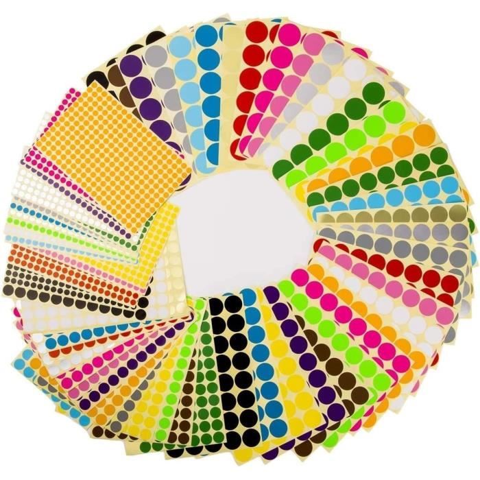 Gommettes Autocollantes Rondes 6720Pcs Étiquette Ronde Autocollante ...