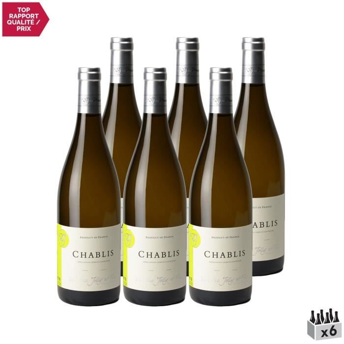 Chablis Blanc 2020 - Lot de 6x75cl - Domaine Jolly - Vin AOC Blanc de ...