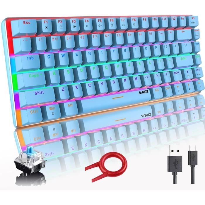 Clavier Mécanique Rétroéclairé Avec Led Arc-En-Ciel, Ak33, Câble Usb ...