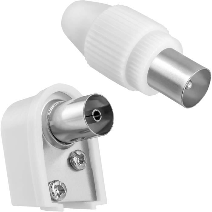 Kit Adaptateur D'Antenne - 1 Prise Iec Coudée (Femelle) Et 1 Fiche Iec ...