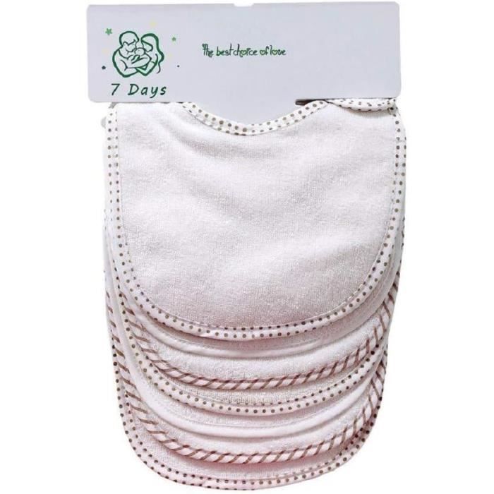 Lot De 7 Bavoirs Doux Double Couche 100% Coton Absorbant (White)[J8 ...