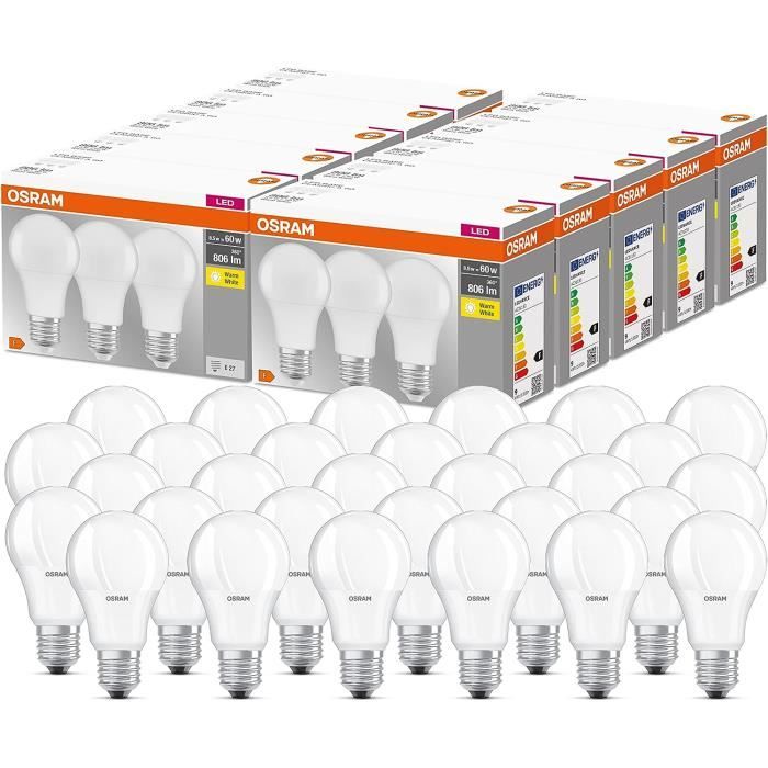 OSRAM LED BASE CLASSIC A, Lampe LED, ampoule de forme classique, avec un culot à vis: E27, 9,50 ...