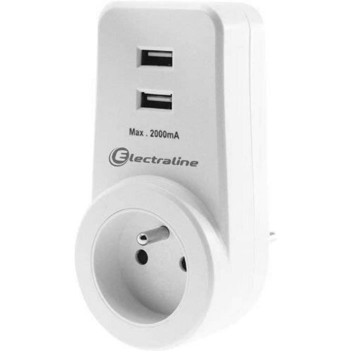 70068 Adaptateur multiprise Triplite | 1 prise 16A + 2 USB 3,4A charge ...