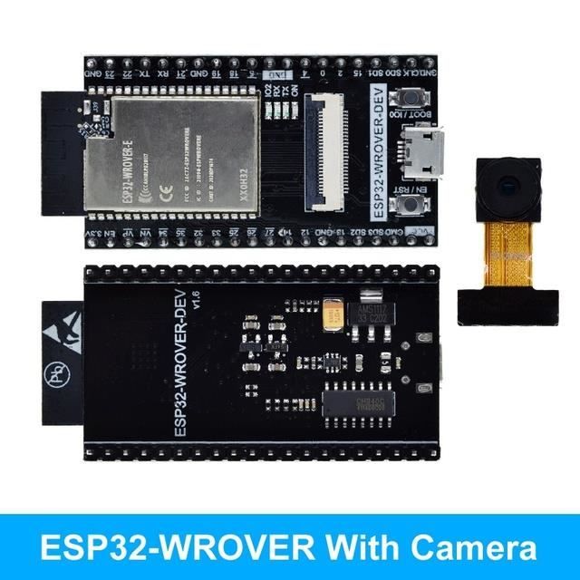 Circuits intégrés,ESP32-WROVER-CAM--Carte de développement ESP32 WiFi + Bluetooth consommation ...