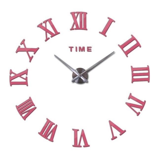 HORLOGE,Rose-37inch--Horloge murale moderne à quartz avec miroir en ...