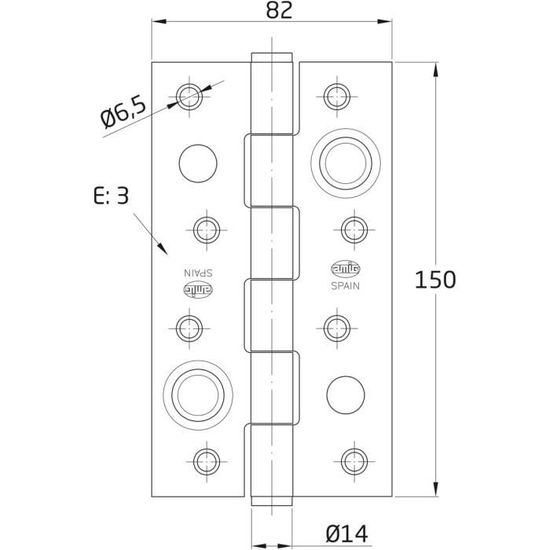 Charnière De Sécurité | 150 X 82 X 3 Mm | Bords Carrés | Bords Plats ...