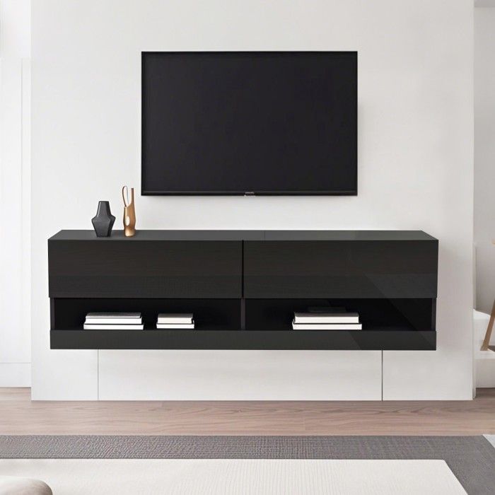 Meuble Tv Suspendu Noir Matnull