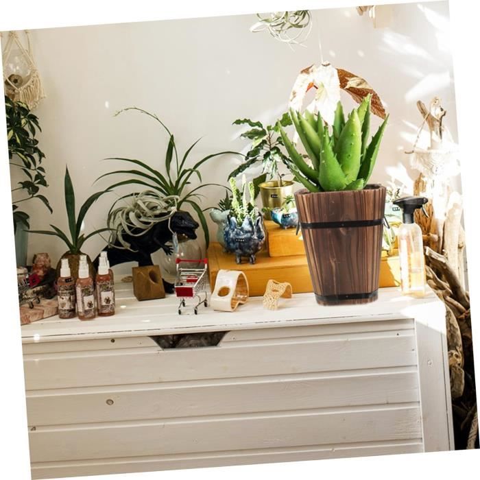 1 Pc Pot De Fleurs En Bois Massif Carbonisé Décoration De Jardin ...