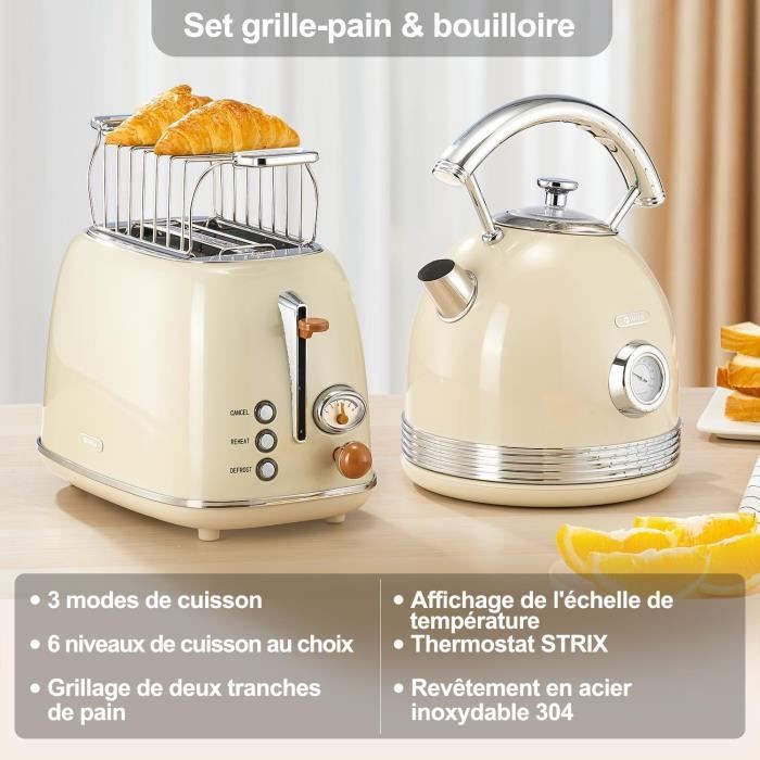 Grille-pain rétro 2 tranches Wiltal 2200 Watts - Cdiscount Electroménager