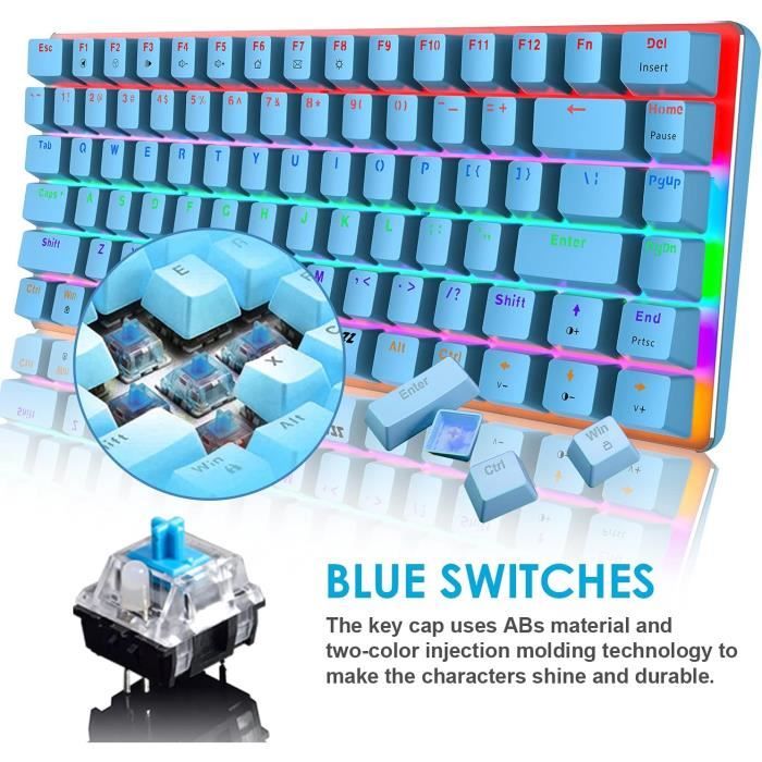 Clavier Mécanique Rétroéclairé Avec Led Arc-En-Ciel, Ak33, Câble Usb ...