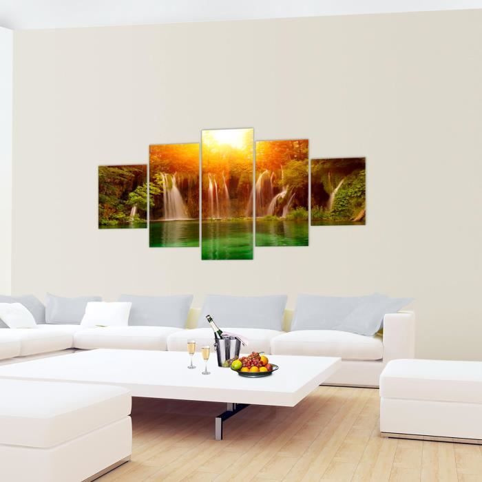 Runa art Tableau Décoration Murale Paysage de Cascade 200x100 cm - 5 ...