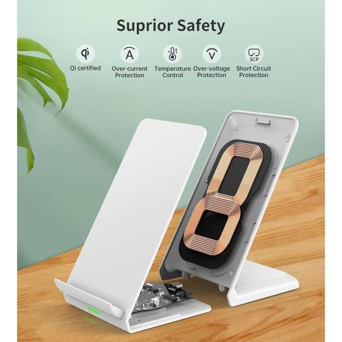 Fast Wireless Charger Stand [2 Pack], 15 W Station De Charge Inductive ...