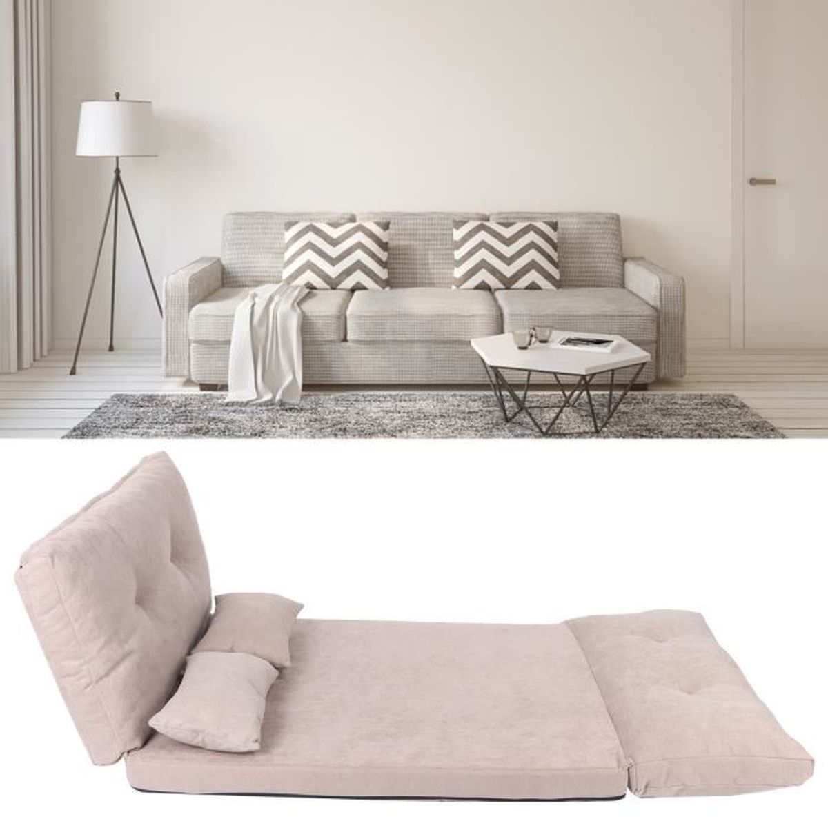 Canapé-Lit Double Pliant Canapé-Lit Réglable Confortable Avec 2 ...