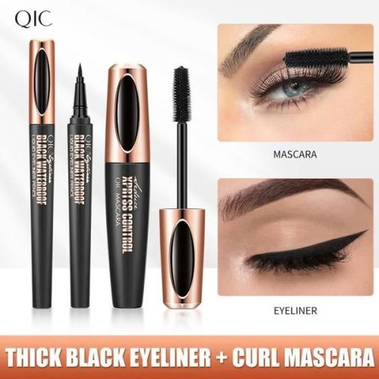Qic 4D Étoilé Fibre De Soie Cils Extension Épaisse Mascara Épais Allongement Eyeliner Extension ...