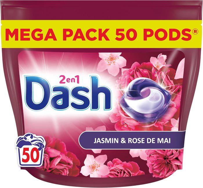 Dash 2-en-1 PODS Lessive Capsules,50 Lavages,Jasmin et Rose de Mai ...