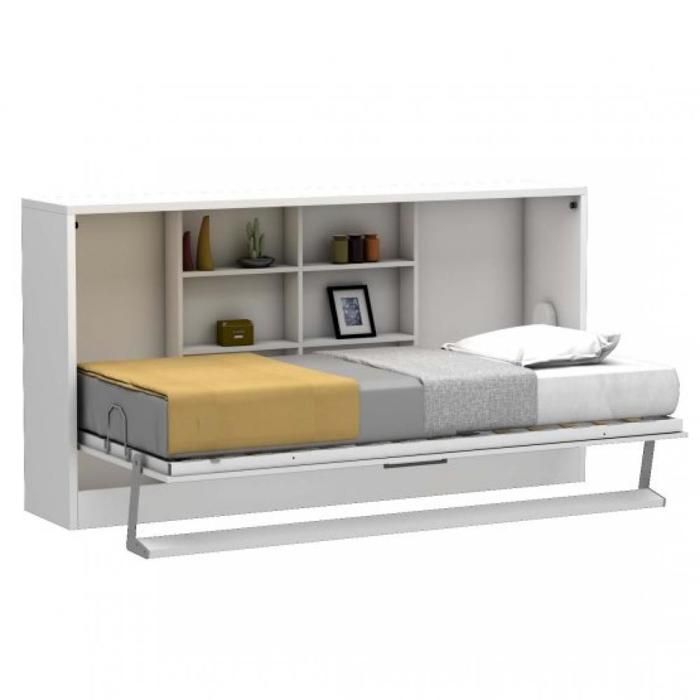 Lit escamotable horizontal MULTIMO couchage 90x200cm blanc - Cdiscount ...