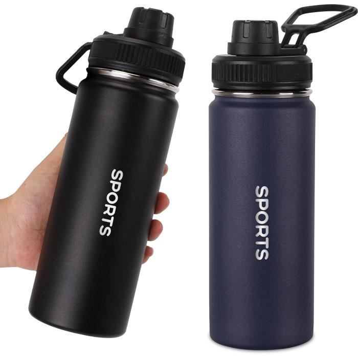 2Pcs Gourde Isotherme Bouteille D'Eau En Acier Inoxydable Avec Couvercle 530Ml Mug Isotherme ...