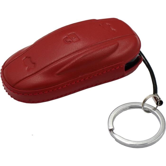 Véritable Cuir Clef Coque Porte-Clés Pour Tesla Model X Clé De Voiture ...