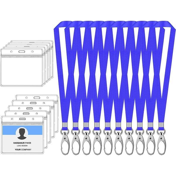 10 Sets Porte Badge & Cou Cordon, Lanières avec ID Carte Porte, Nom ...