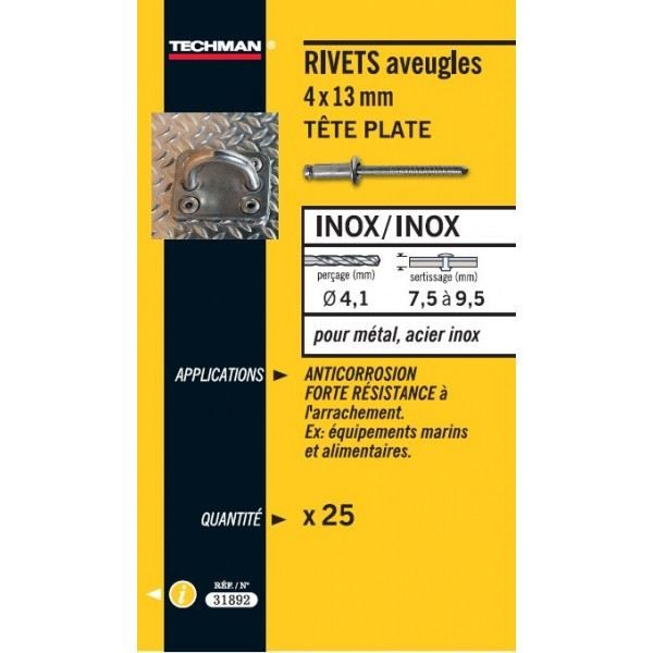 RIVETS INOX-INOX 4,8X10 (25) Techman - Cdiscount Bricolage